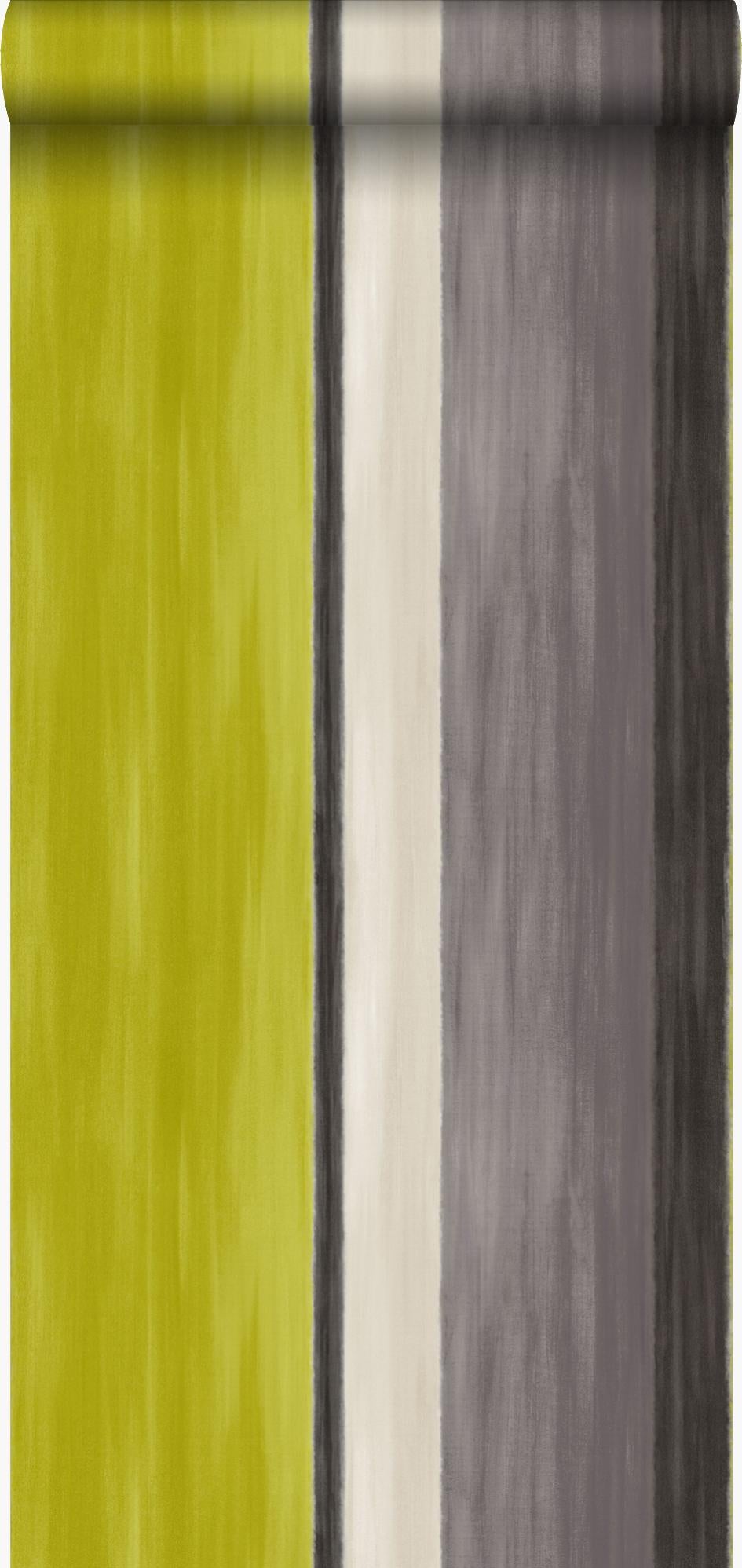 Carta da parati strisce giallo ocra e marrone - 53 cm x 10,05 m ...