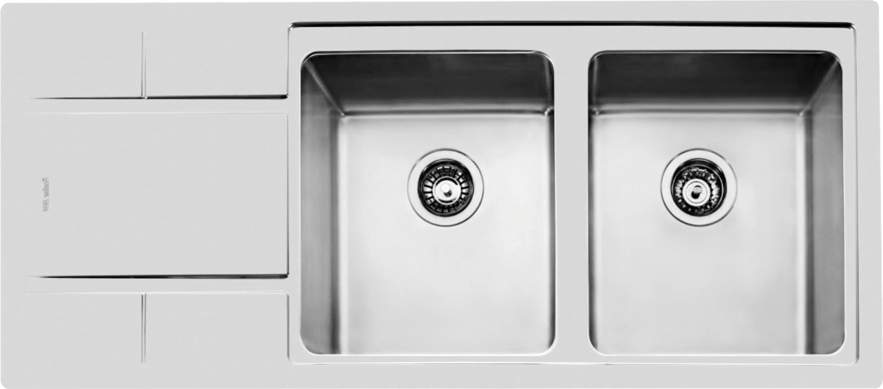 FOSTER Lavello Cucina 2 Vasche Filotop Gocciolatoio Sx 117 cm Acciaio ...