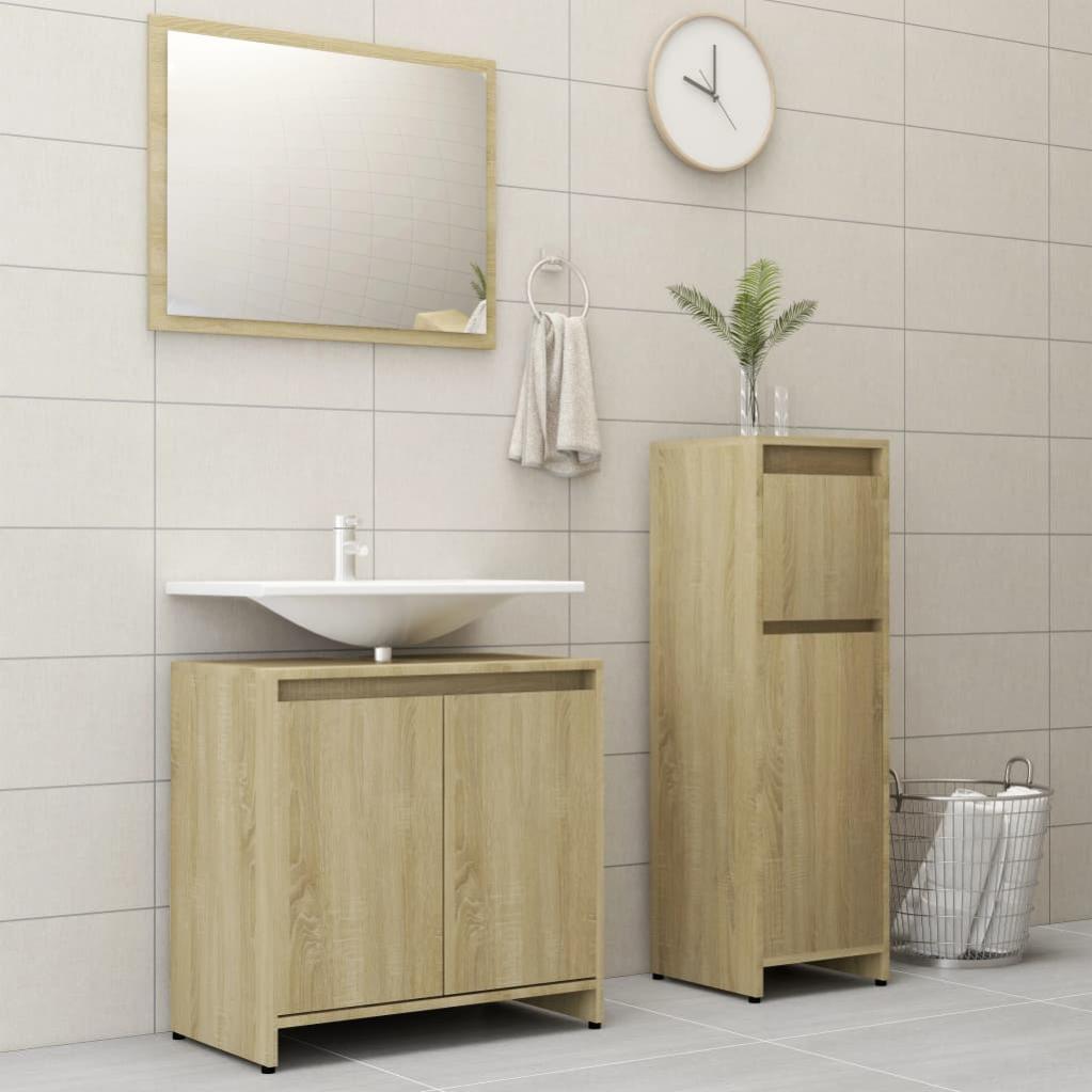 VidaXL Set Mobili da Bagno 3 pz Rovere Sonoma in Truciolato | Leroy Merlin