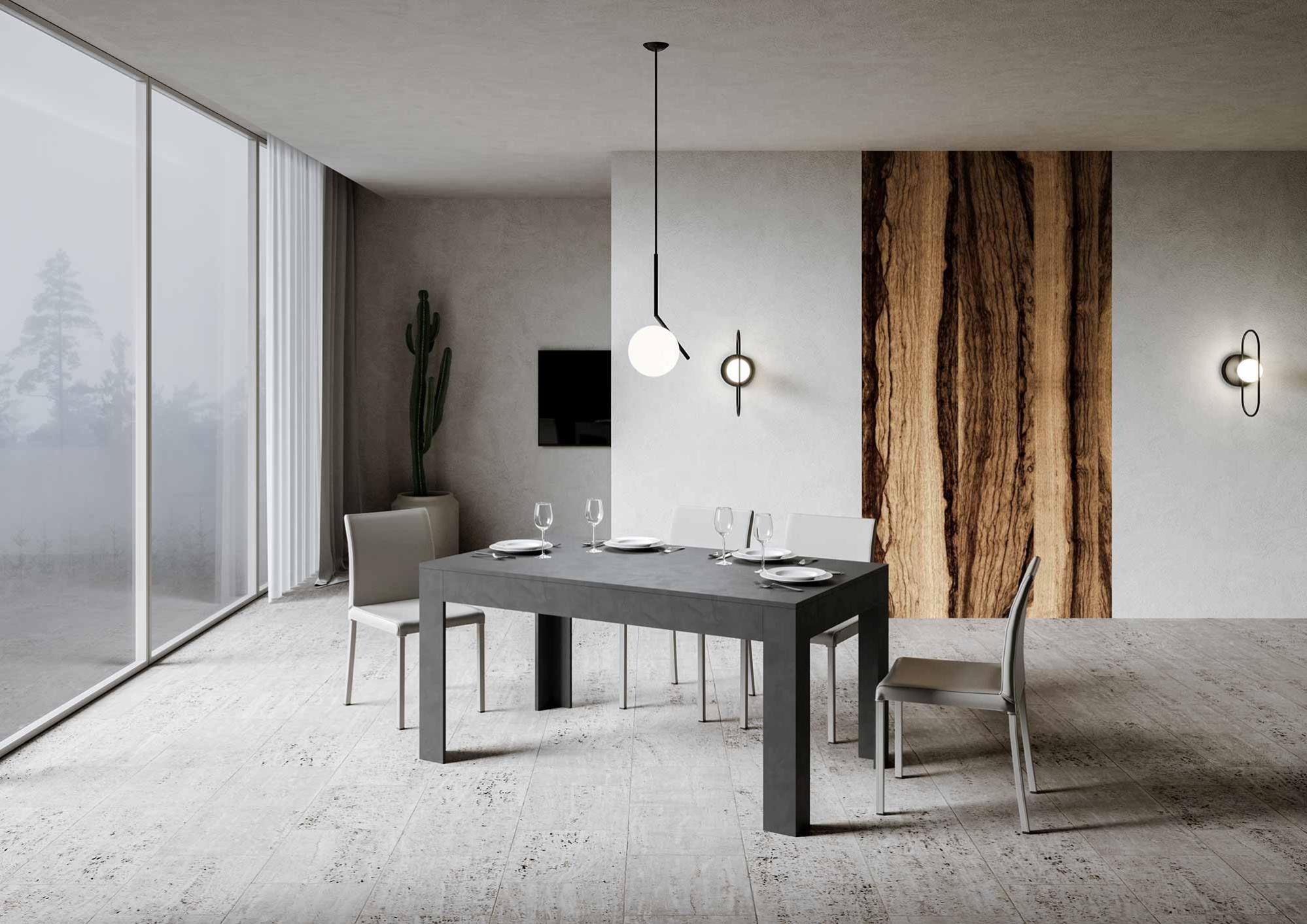 Tavolo Bibi piano Antracite Spatolato 90x160 + 60 ITAMOBY | Leroy Merlin