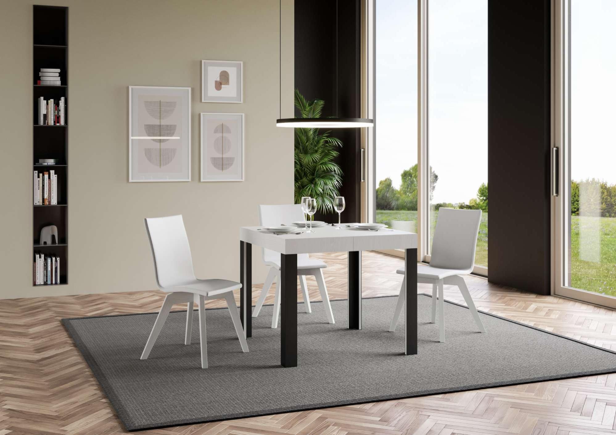 Tavolo Linea Allungabile piano Bianco Frassino 90x90 Allungato 246 telaio Antracite ITAMOBY ...