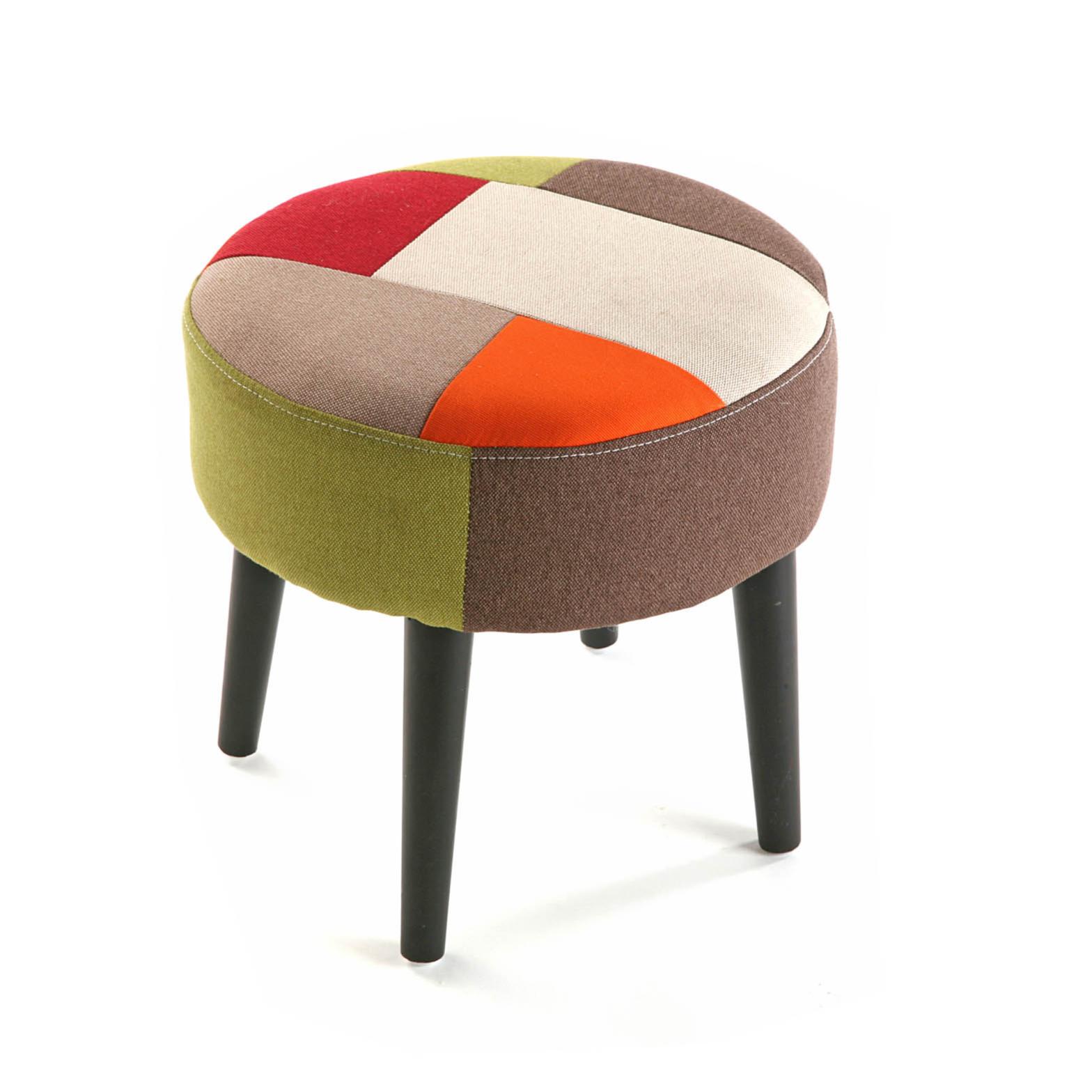 Versa Red Patchwork Repose-pieds tabouret rond bas pour salon ou ...
