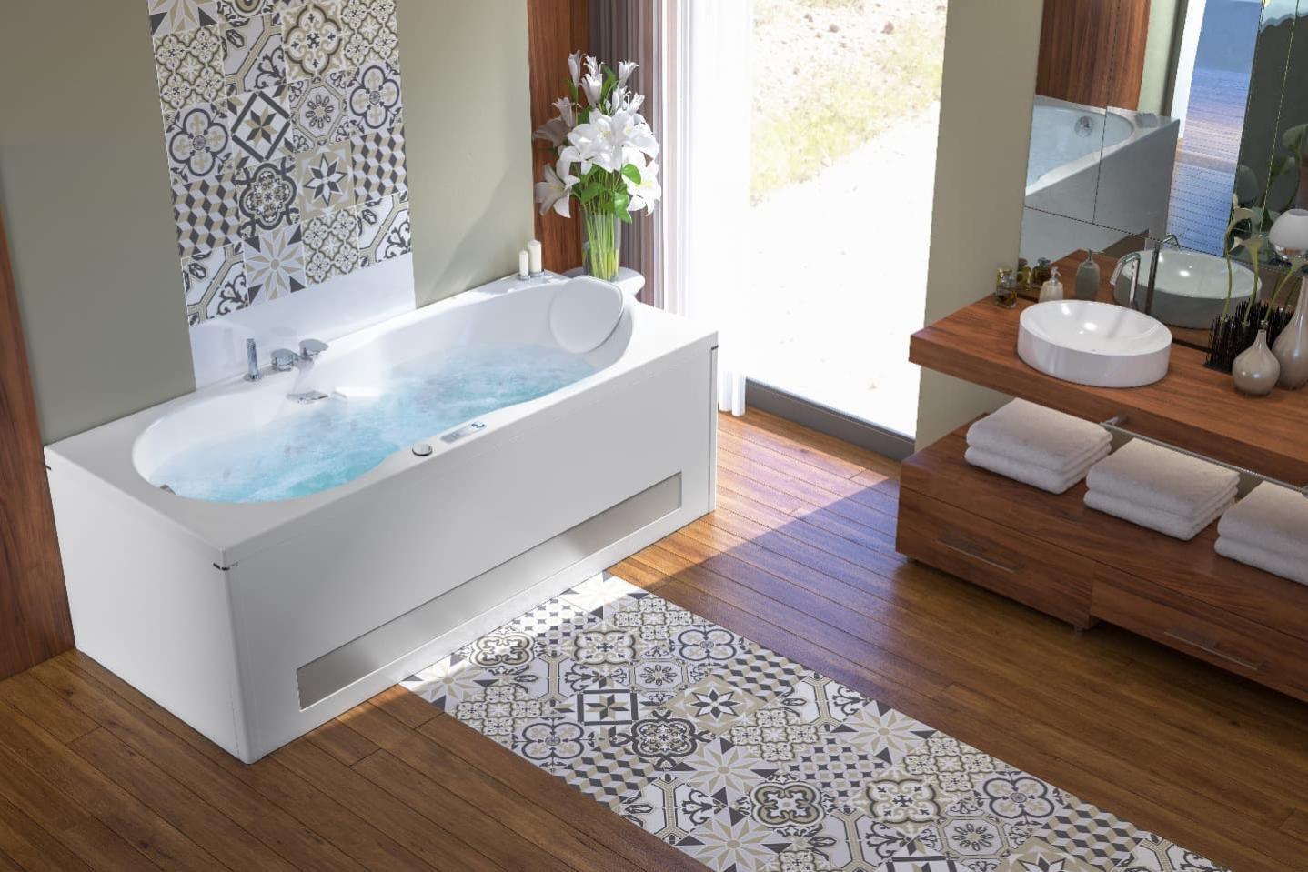 Baignoire balnéo ROMANZA 180x80 sur châssis métal, système balnéo MIX ...