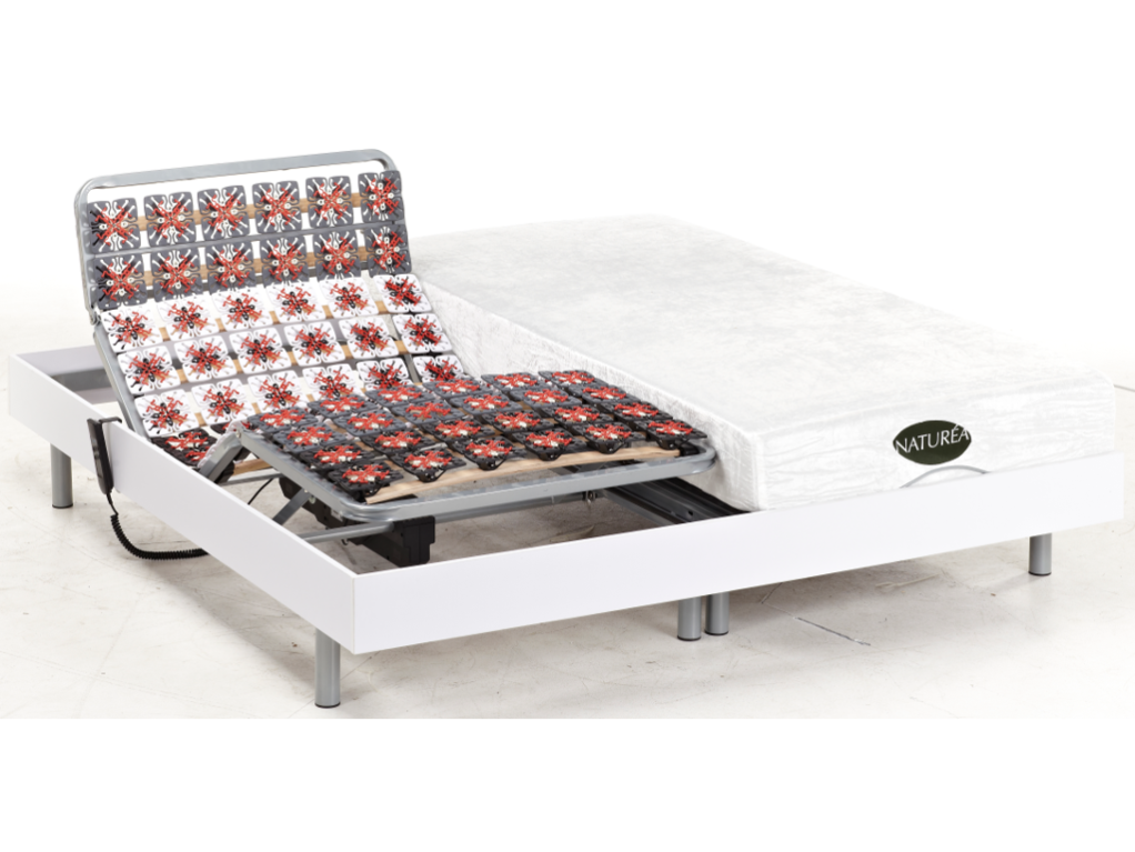 Lit électrique relaxation tout plots matelas mémoire de forme et bambou LYSIS III de NATUREA ...