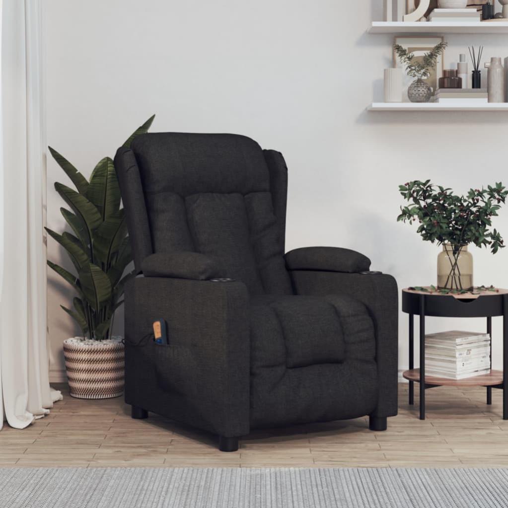 VidaXL Sillón reclinable de masaje de tela negro | Leroy Merlin