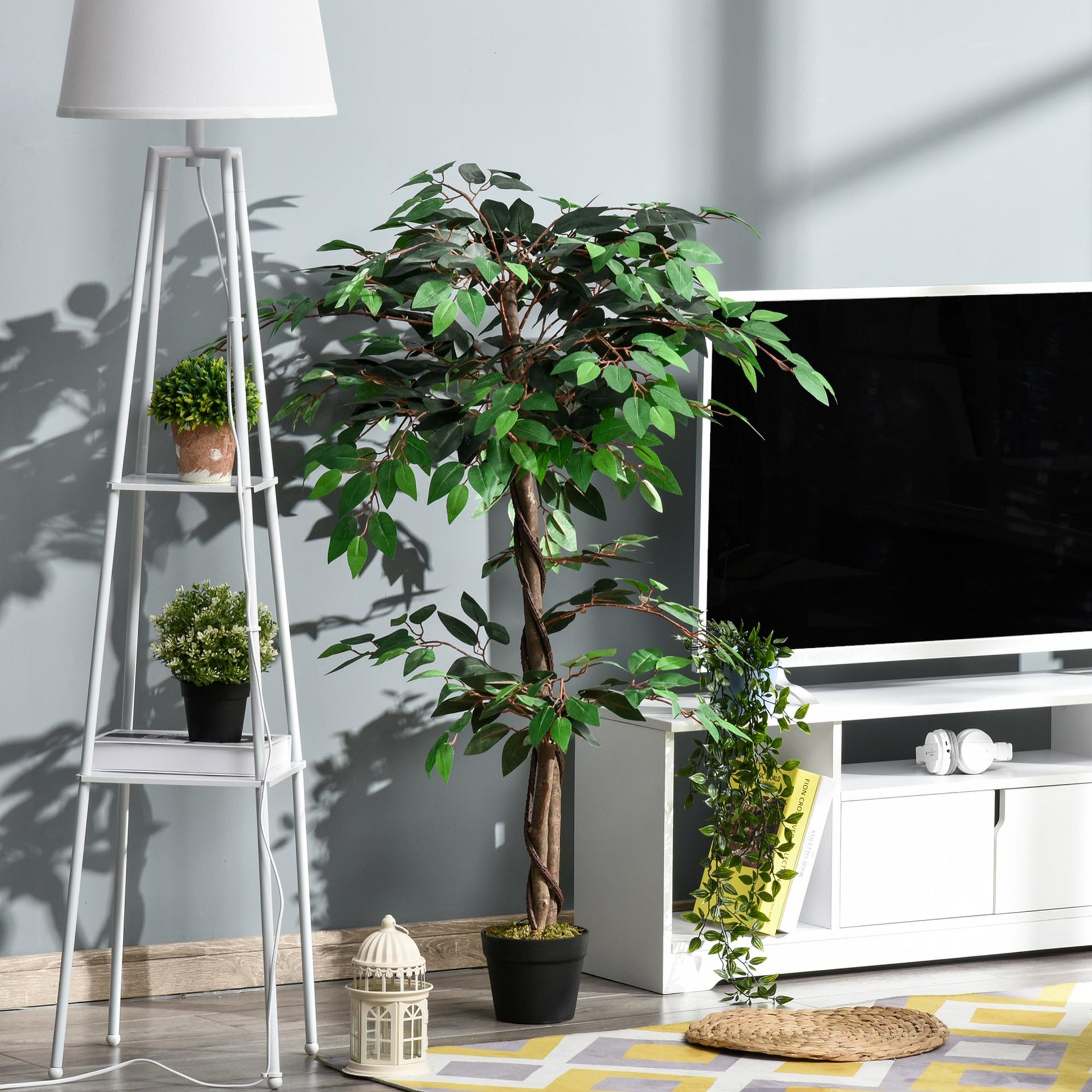 Plante Artificiel Ficus Hauteur 1,2 M Tronc Branches Liane Lichen ...