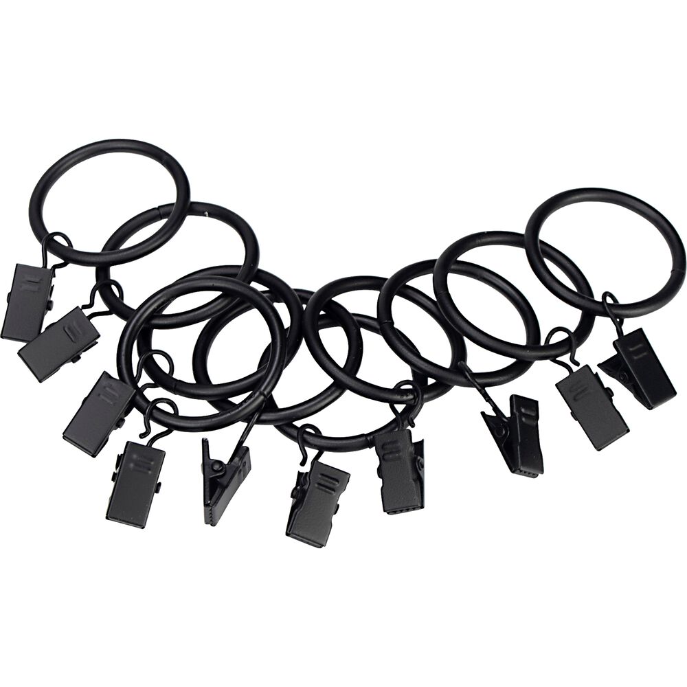 Kit de 10 anneaux de rideaux Métal Noir BRENON ALINEA - Diam. 3,5 cm ...