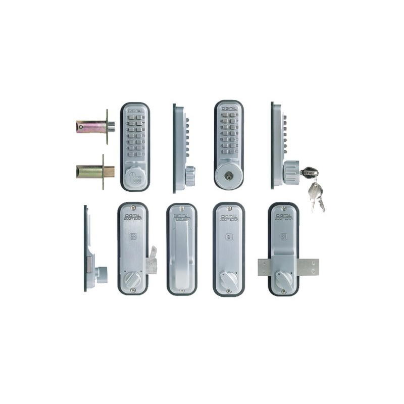 Verrou à code mécanique pêne dormant en applique + clé de secours ...