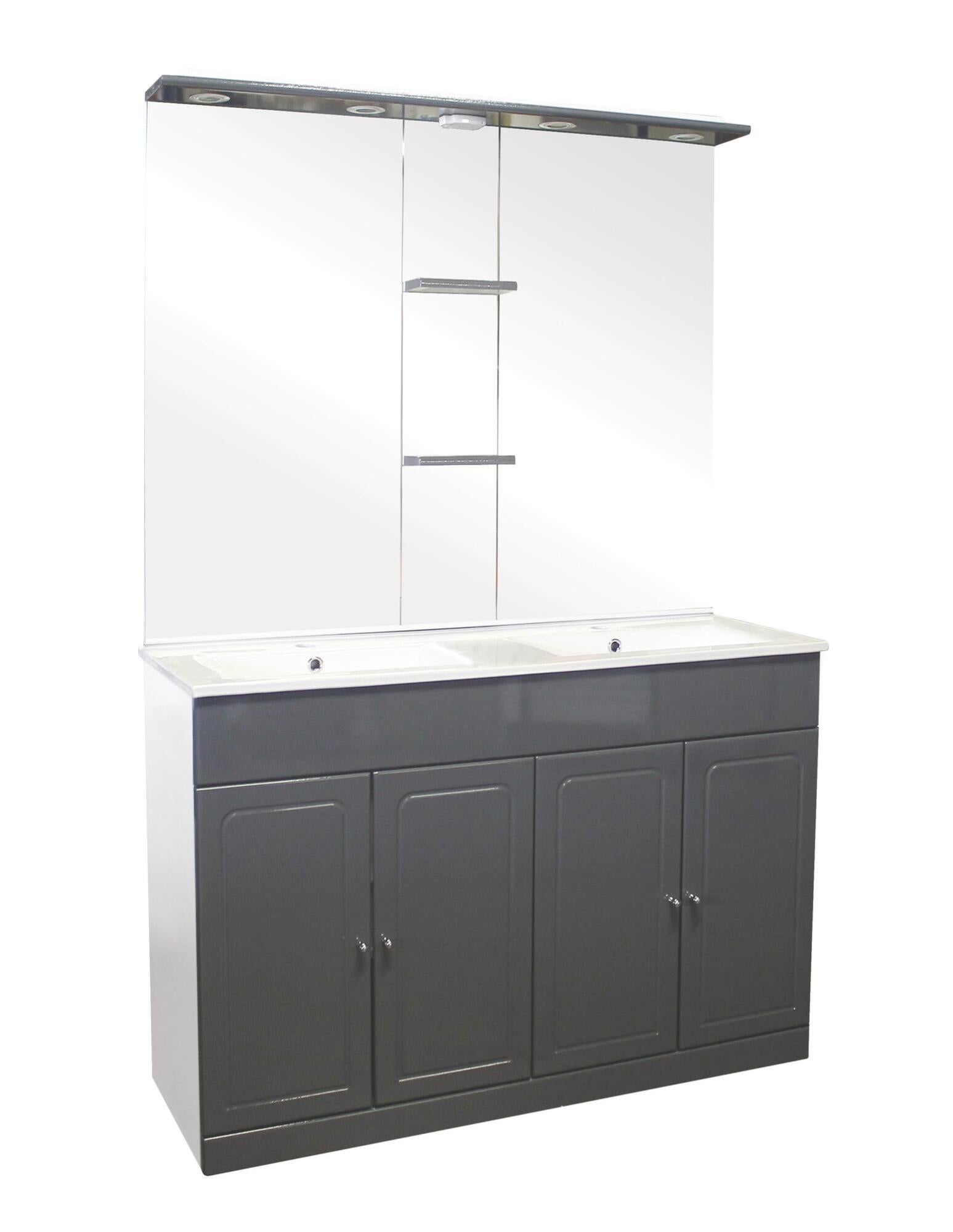 ONDEE - Mobile da bagno indipendente TOLEDE - 120 cm - Grigio - PVC ...