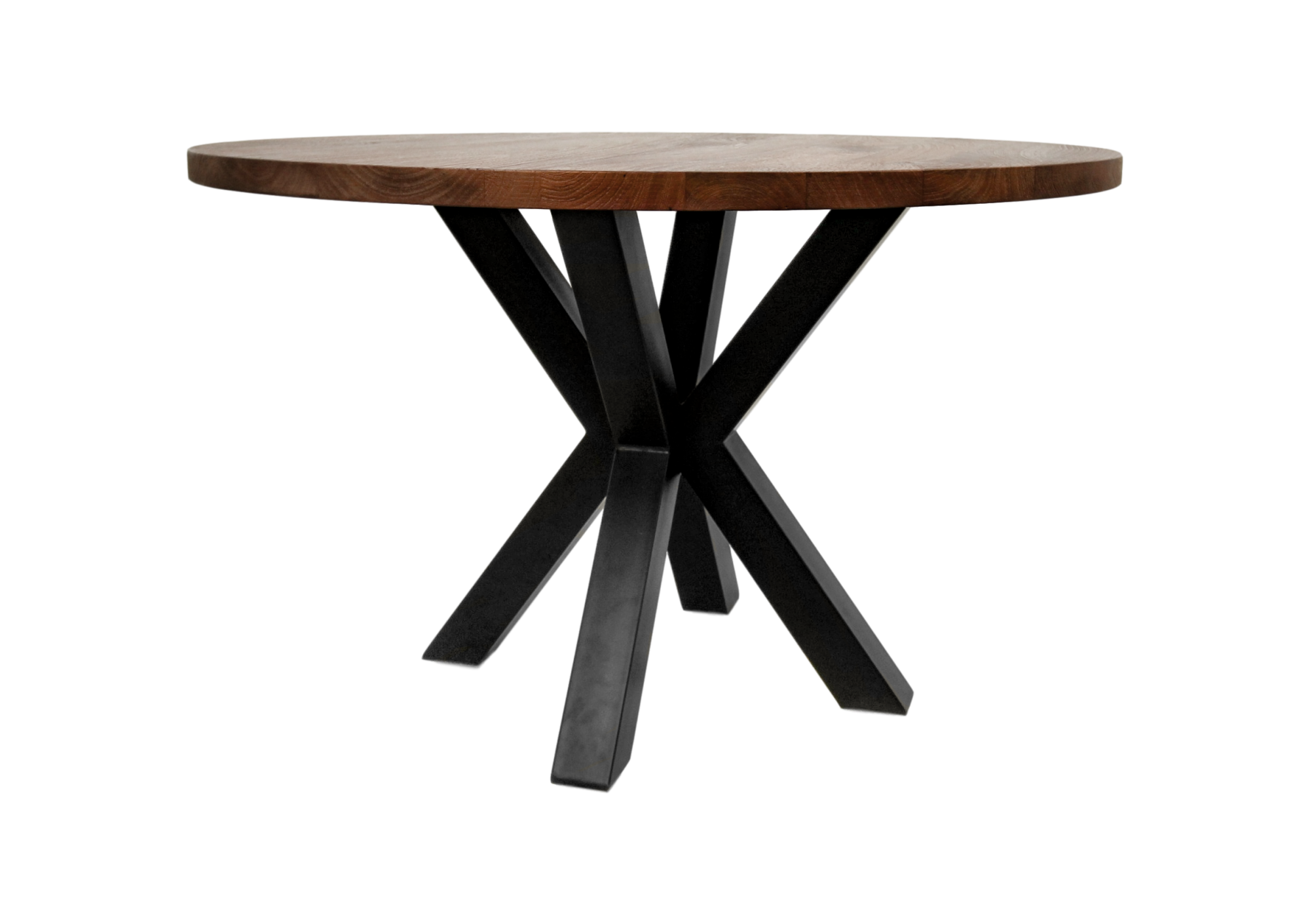 Oakland - Table à manger ronde - Bois de manguier/fer - Naturel ...