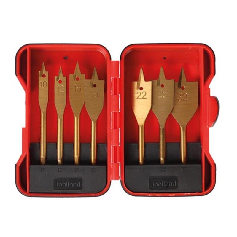 Toolland FLAT WOOD DRILL SET - TITANIUM COATED - 7 pcs | Leroy Merlin