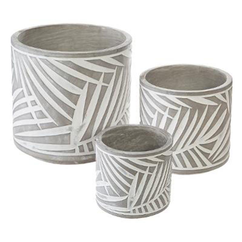 Lot de 3 Pots Design en Ciment "Feuille" 20cm Gris | Leroy Merlin