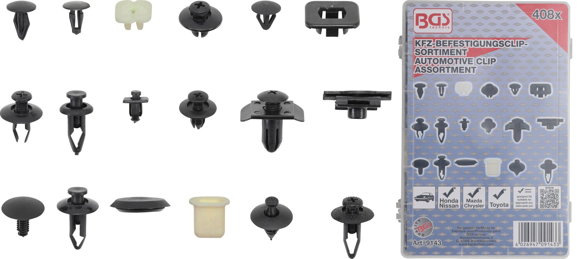 BGS technic Assortimento clip di fissaggio veicoli Nissan | 408 pz ...