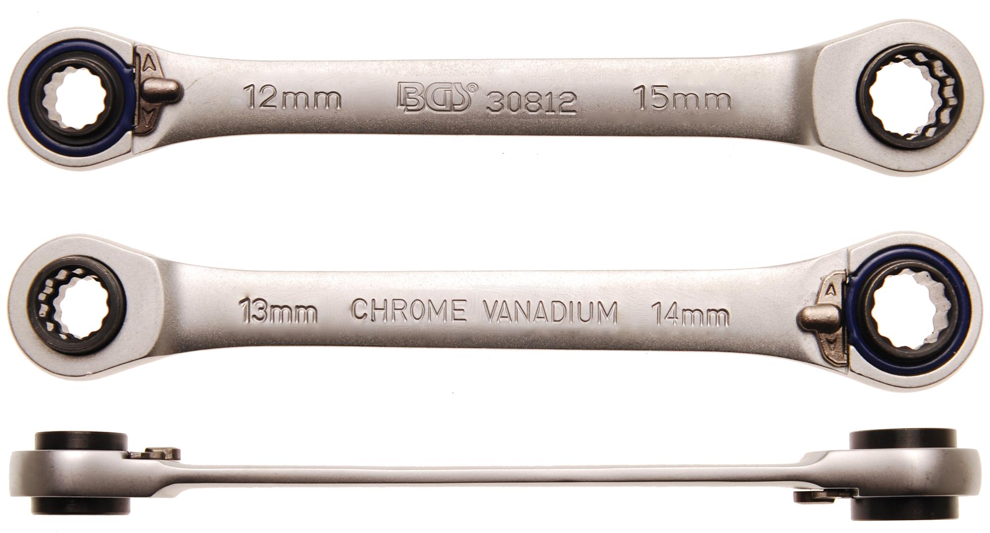 BGS technic Clés polygonales à cliquet 4 en 1 | 12x13, 14x15 mm | Leroy ...