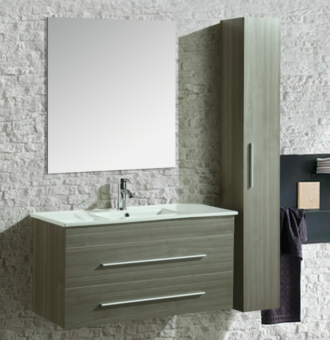 Mobile Arredo Bagno Urban 100 cm Sospeso Moderno Grigio | Leroy Merlin