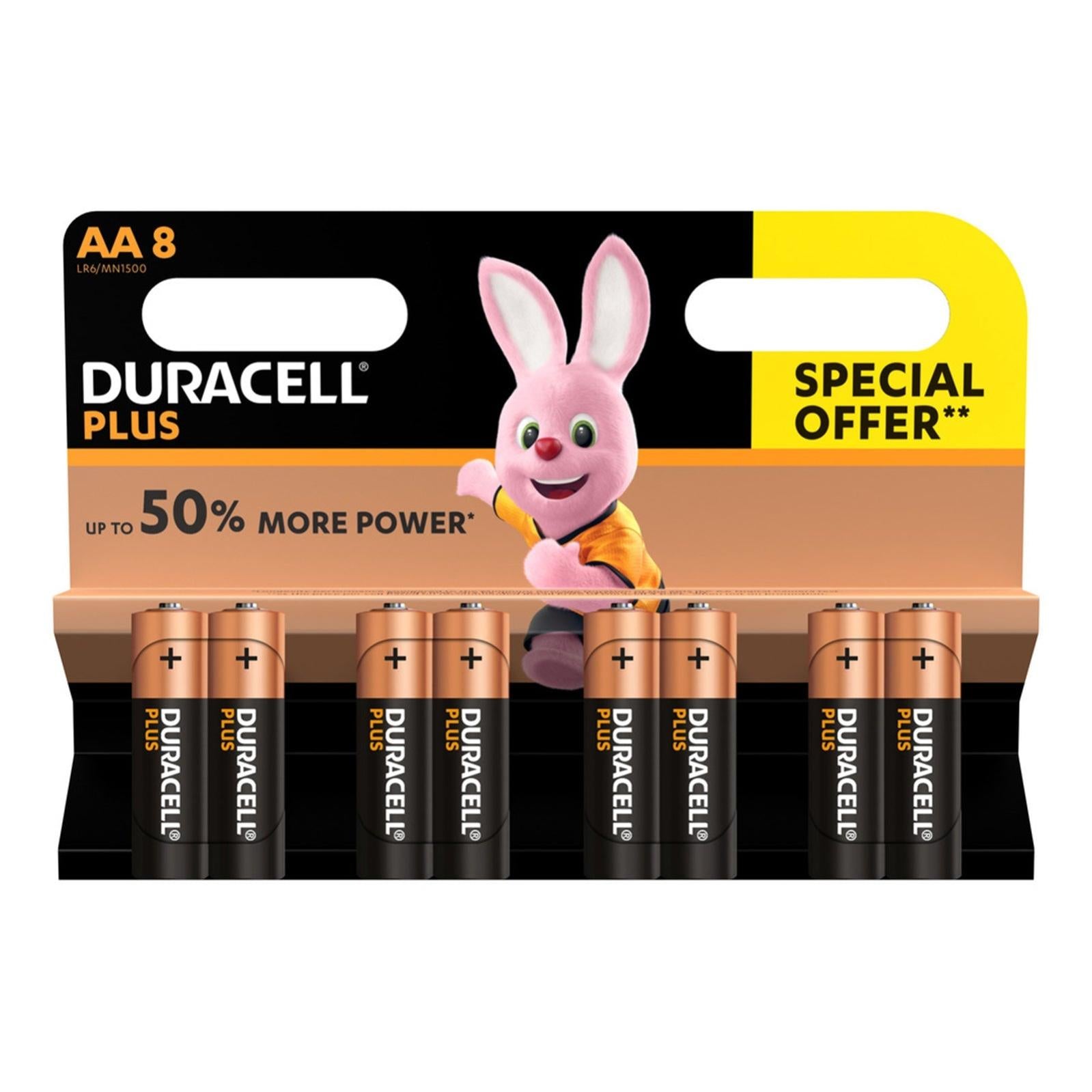 Batterie Alcaline Duracell Plus Stilo "AA" confezione da 8 pile 1.5 v ...