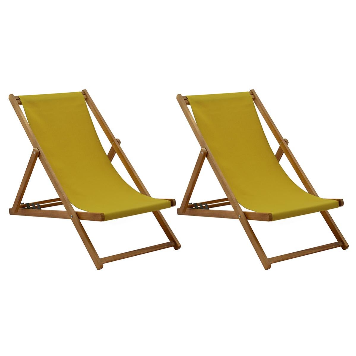 Chiliennes en acacia massif et toile jaune moutarde (lot de 2) BAO ...