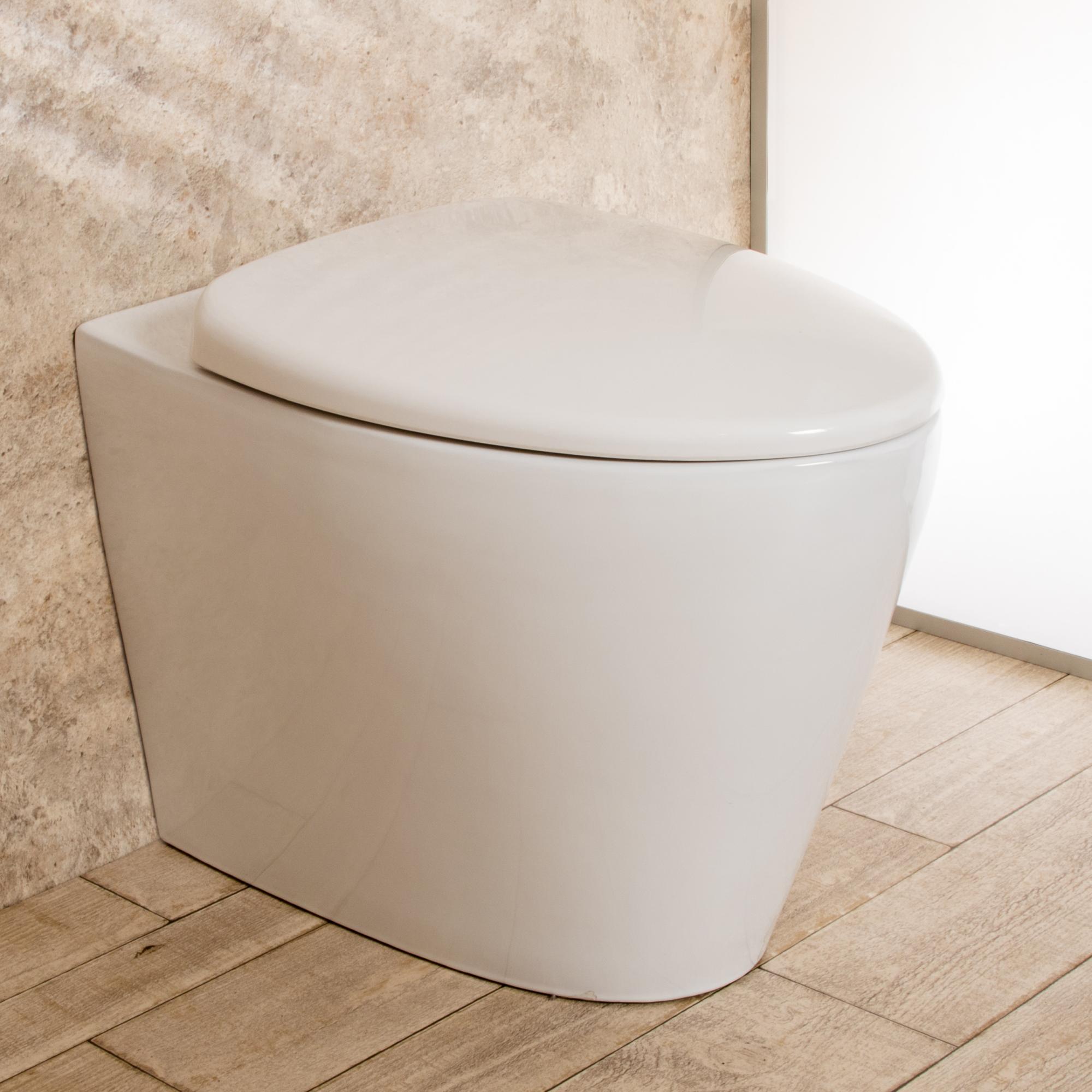 WC Filo Parete Round in Ceramica con Sedile e Copri Wc L38xP57xA41cm ...