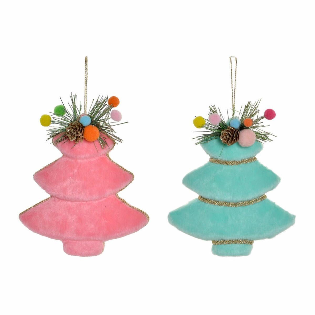 Décoration Suspendue DKD Home Decor Noël Vert Rose Polyester (2 pcs ...