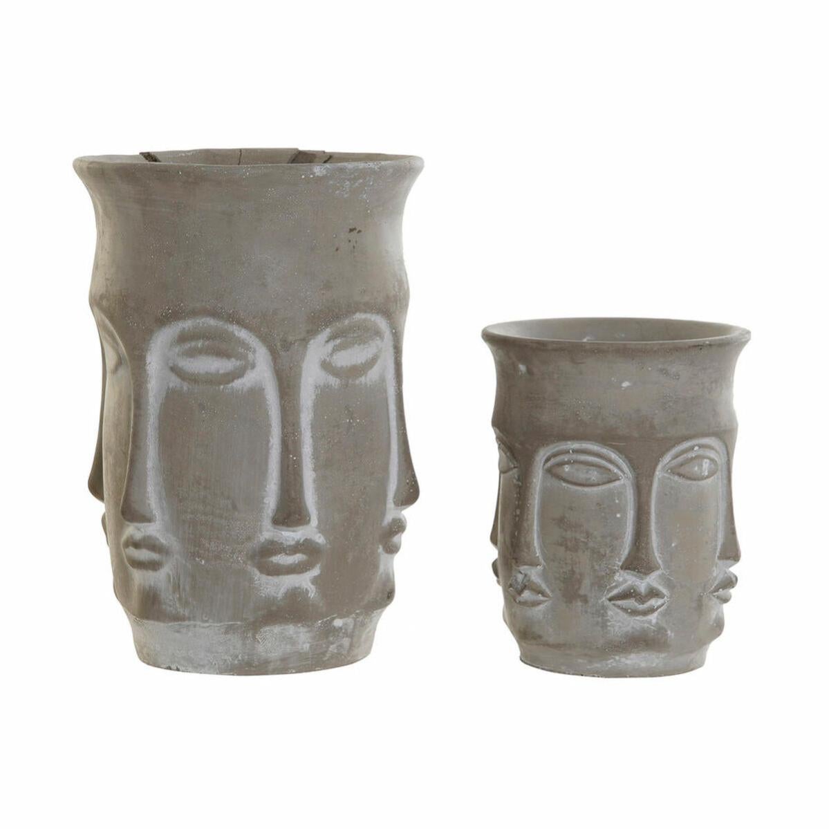 Set de pots DKD Home Decor Ciment Gris clair (16,5 x 16,5 x 23,5 cm ...