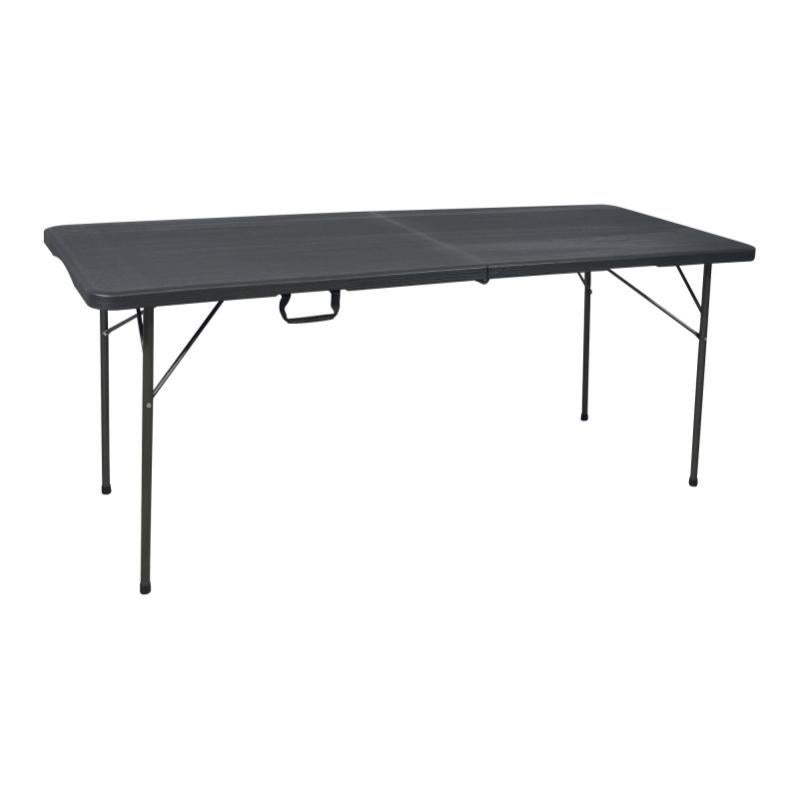 Table pliante noir - Table de Jardin - Table Pliante de Camping - Imitation bois - Capacité 8 ...