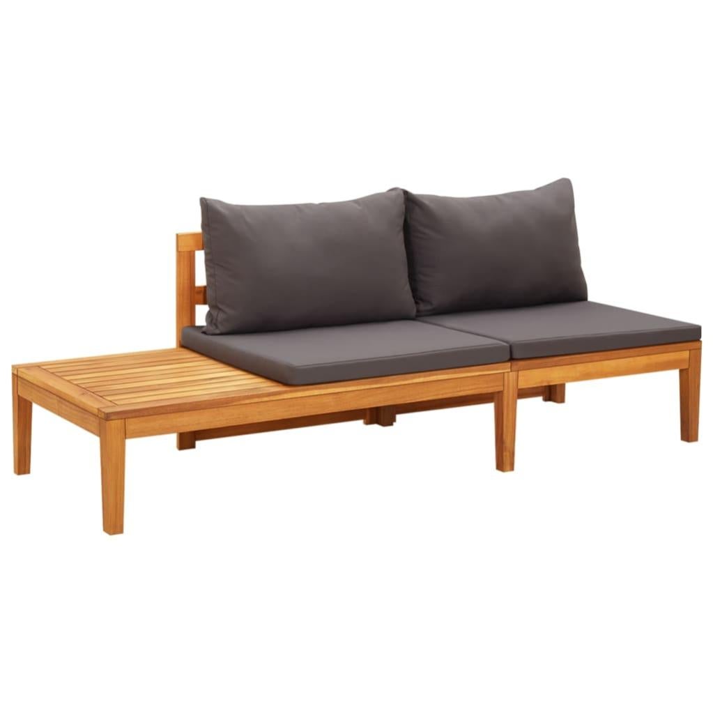 Banc de jardin avec table avec coussins gris foncé Teck solide vidaXL ...