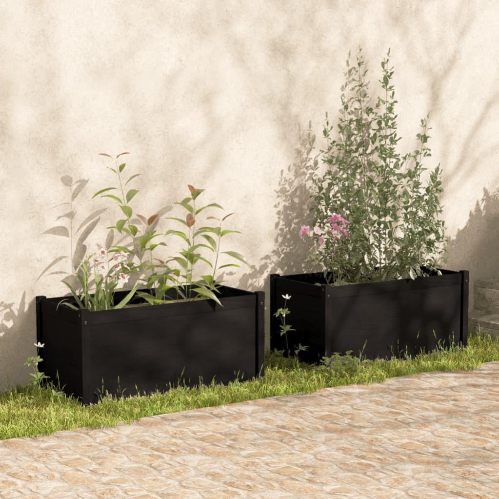 VidaXL Fioriere da Giardino 2 pz Nere 100x50x50 cm in Massello di Pino ...