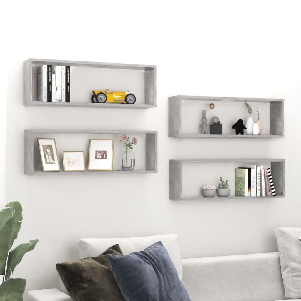 VidaXL Mensole a Cubo 4 pz Grigio Cemento 80x15x26,5 cm in Truciolato ...