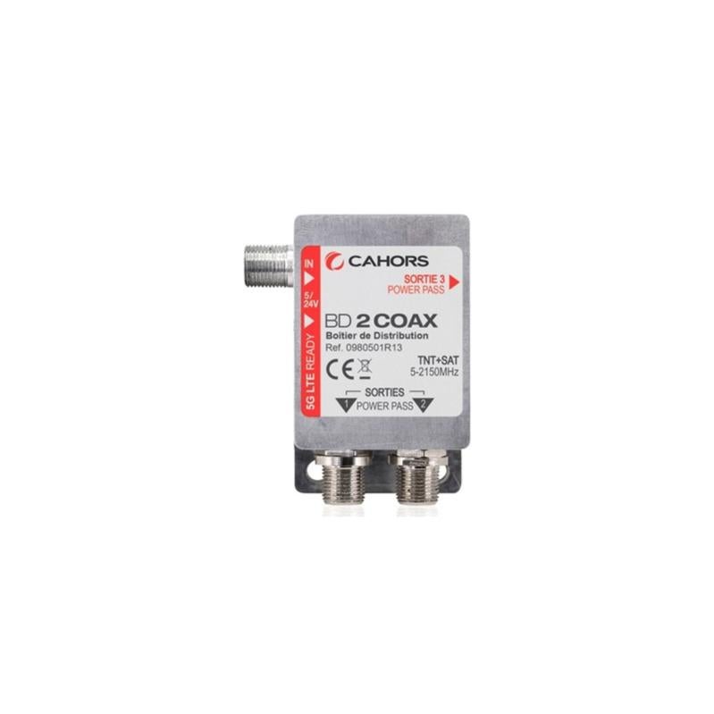 CAHORS BD-2-COAX Boitier De Distribution 1 Entree Coax Et 2 Sorties ...