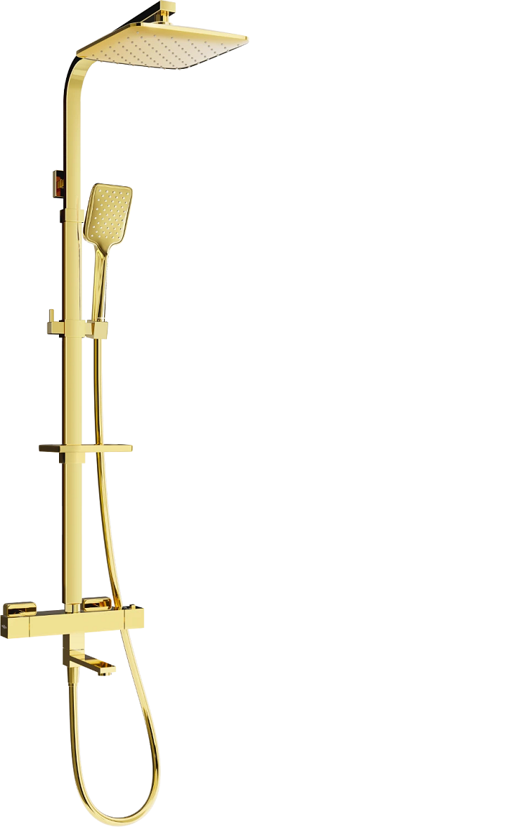 Colonne de douche et bain thermostatique, Couleur: Or cube gold | Leroy ...