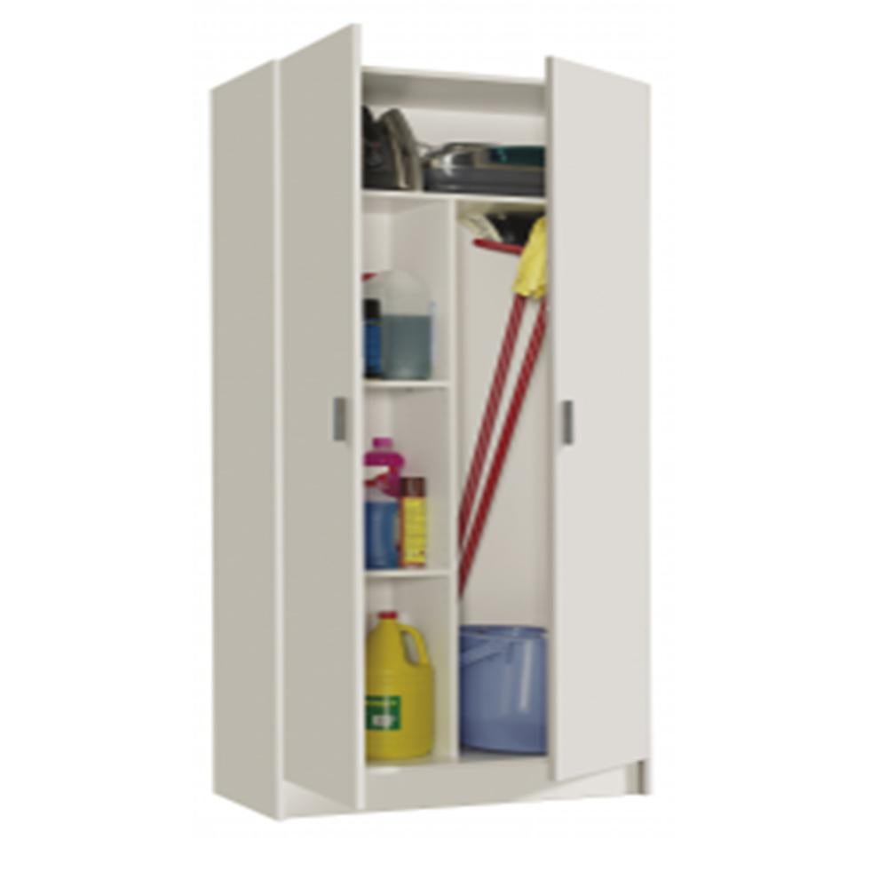 Armadio Multiuso A 2 Ante 3 Ripiani E Vano Porta Scope Colore Bianco ...