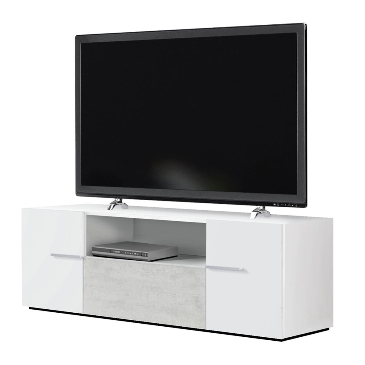 Tavolo TV 2 ante 1 ripiano centrale 41X121X33 Bianco/Grigio | Leroy Merlin