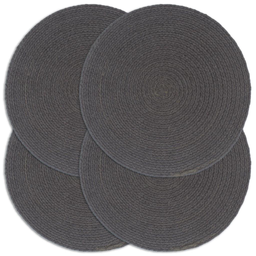 Napperons 4 pcs Gris foncé Plain 38 cm Rond Coton vidaXL | Leroy Merlin