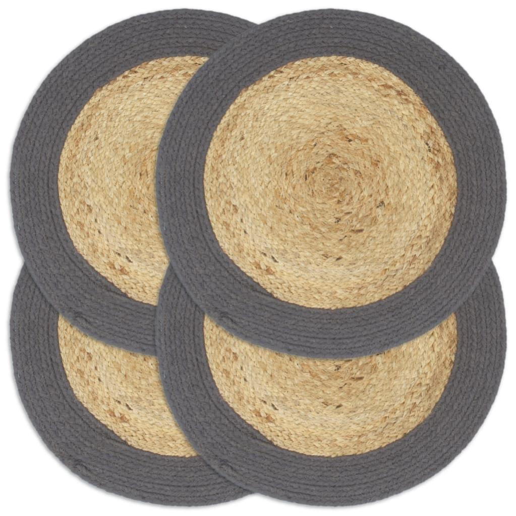 Napperons 4 pcs Naturel et anthracite 38 cm Jute et coton vidaXL ...