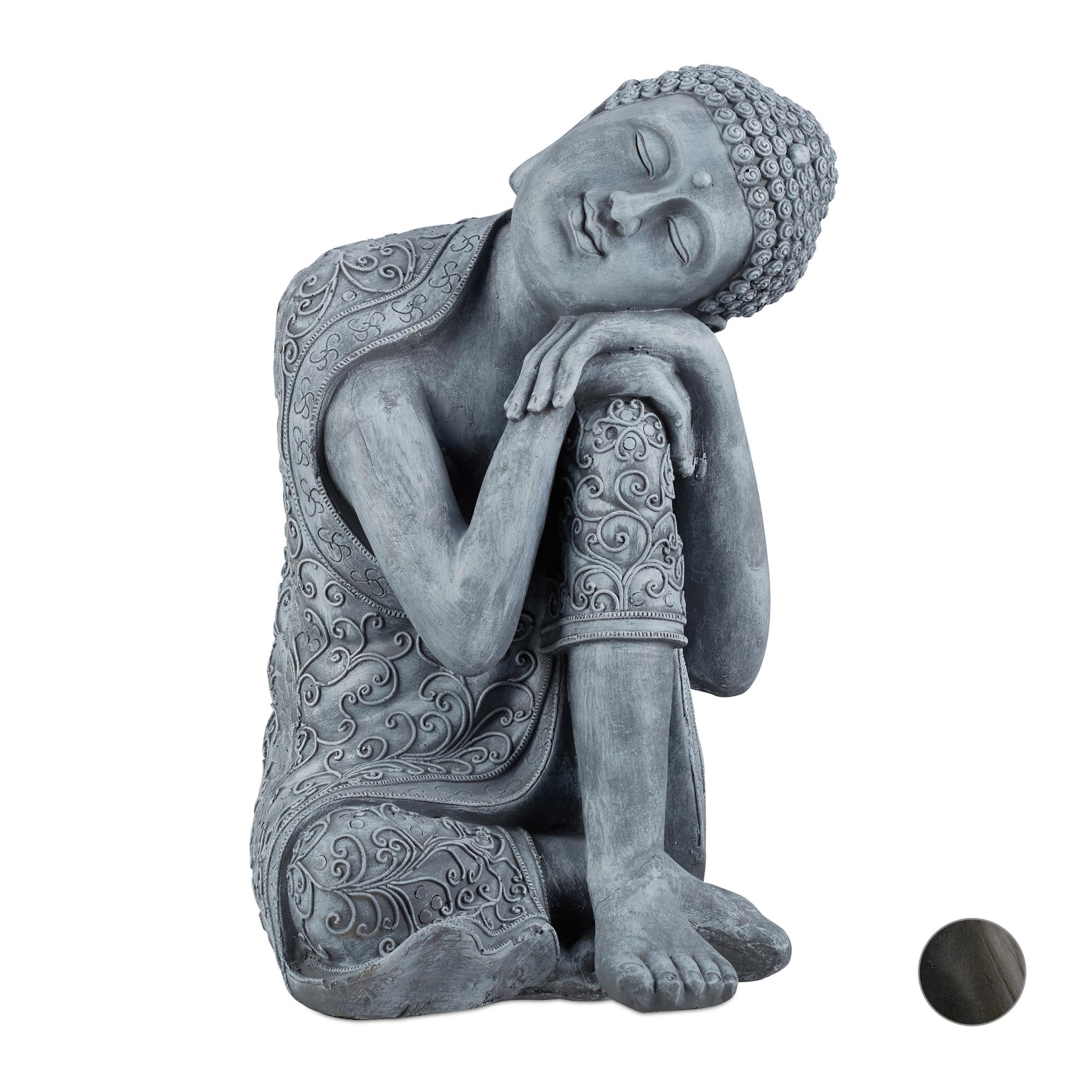 Relaxdays Statua del Buddha con Testa Piegata, XL 60cm, da Giardino ...