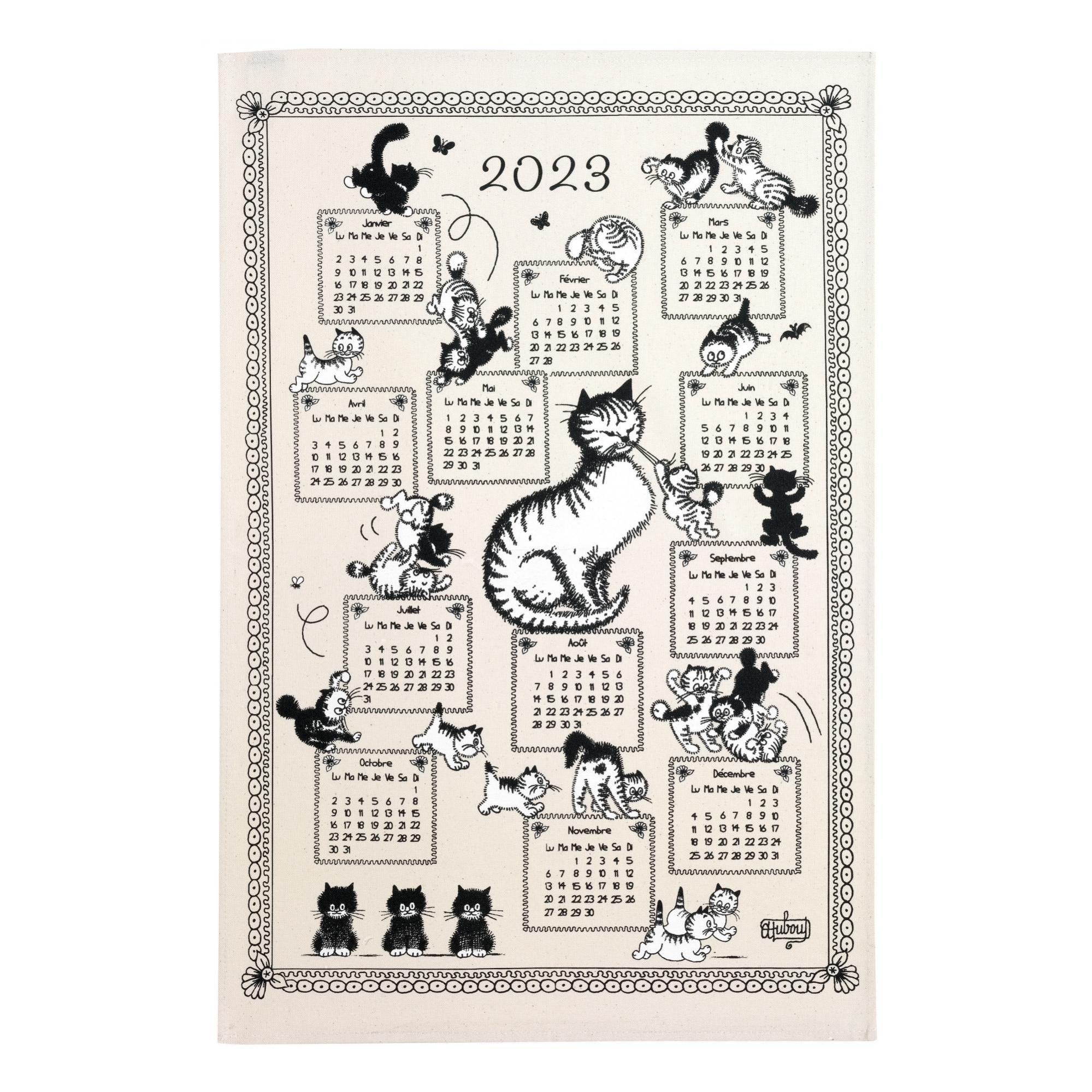 Torchon Dubout Calendrier Chatons 2023 écru 48 x 72 cm Winkler | Leroy ...