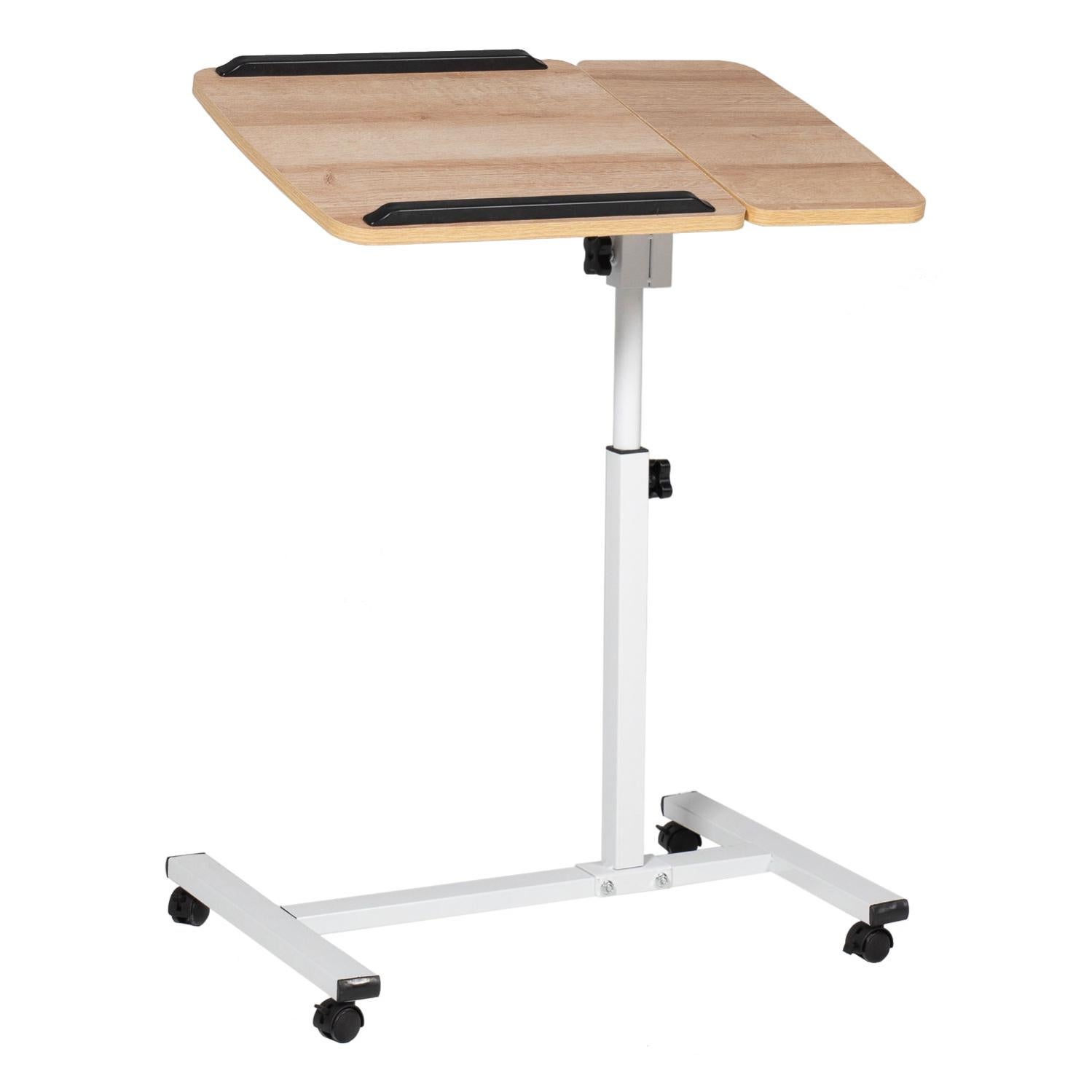 Tavolo per computer su rotelle, legno e bianco SABINE | Leroy Merlin