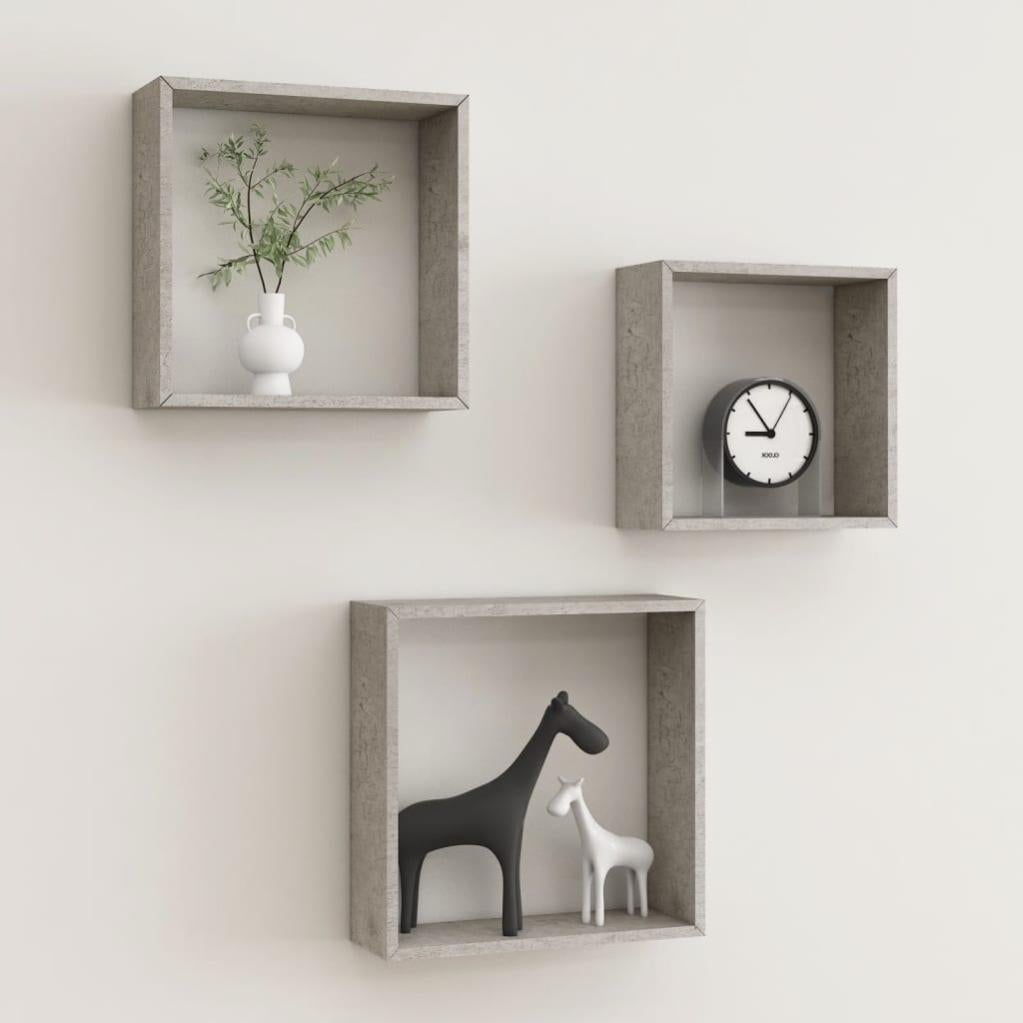 VidaXL Mensole a Cubo da Parete 3 pz Grigio Cemento | Leroy Merlin