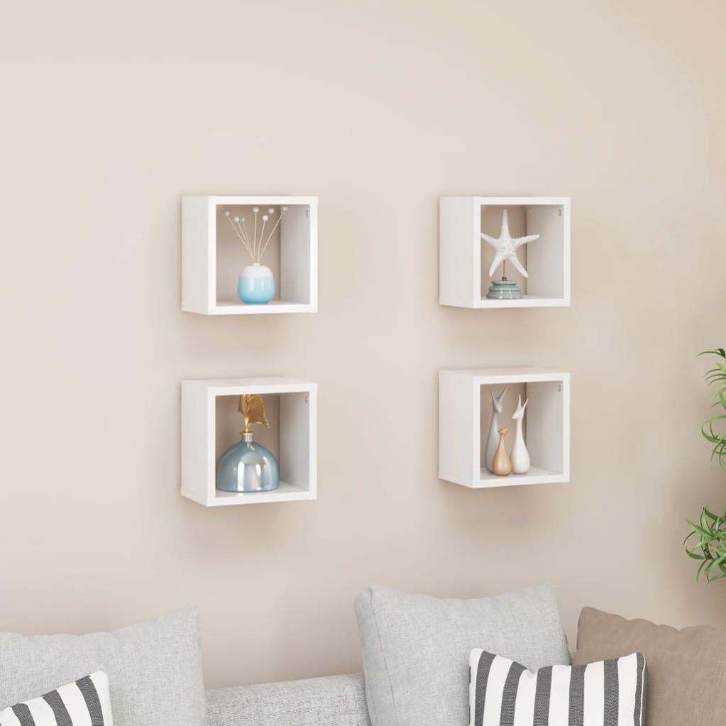 VidaXL Mensole Parete a Cubo 4 pz Bianco Lucido 22x15x22 cm | Leroy Merlin