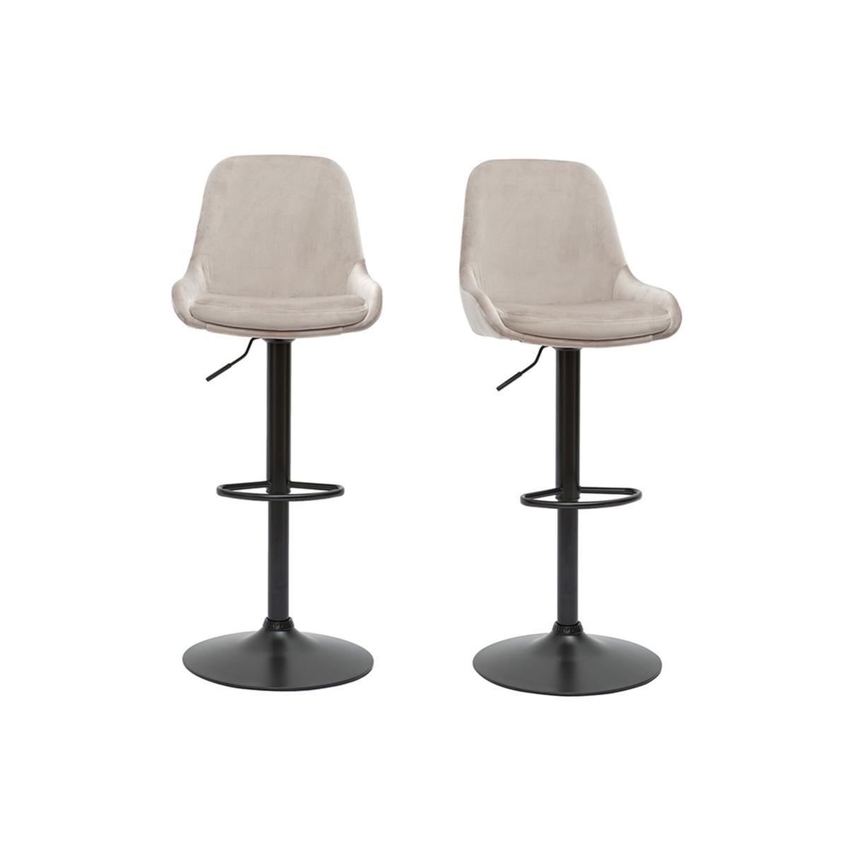 Tabourets de bar design réglables velours taupe (lot de 2) HOLO | Leroy ...