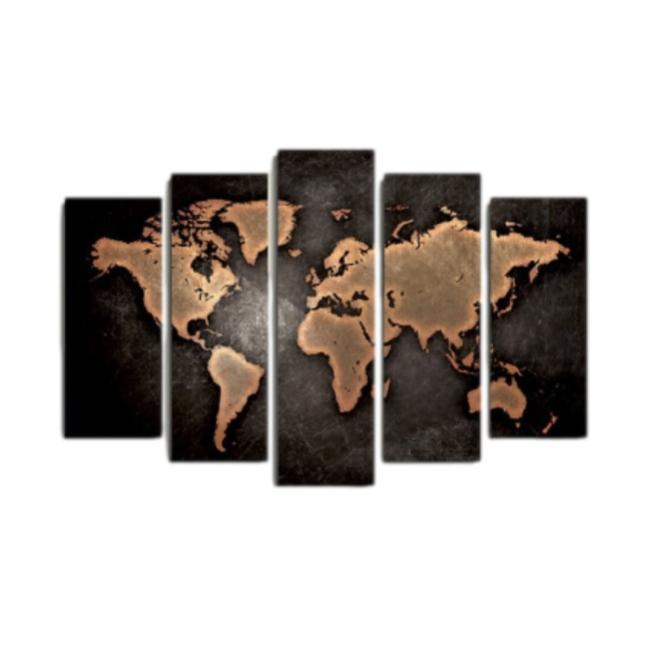 Stampa su Tela World Map in Tela In Poliestere, Cornice In Legno ...