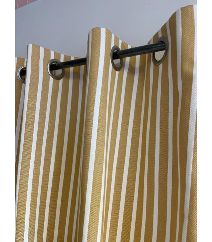 Rideau extérieur rayé - 135 X 275cm - Moutarde | Leroy Merlin