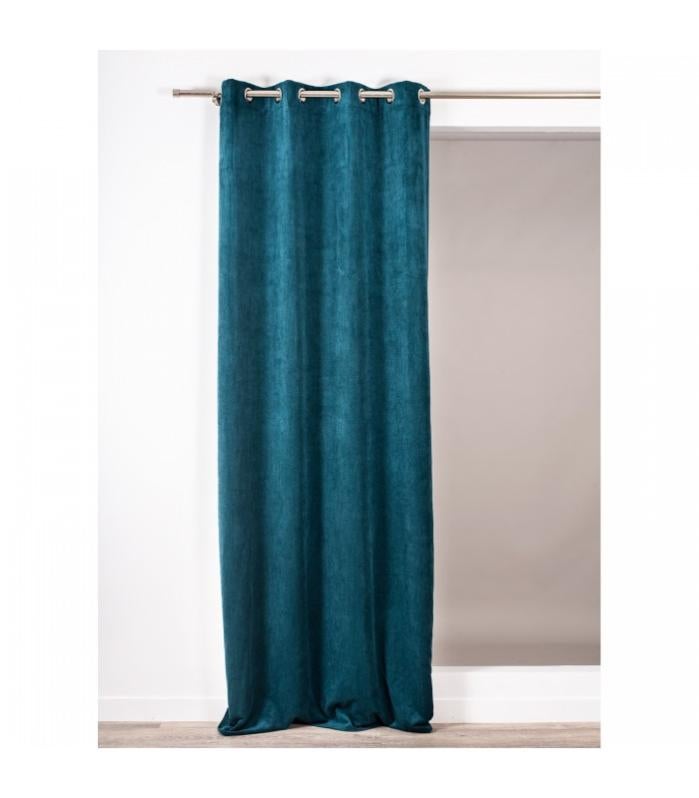Rideau d'ameublement Velours Côtelé "Fernand" - 140x260cm - Bleu canard ...