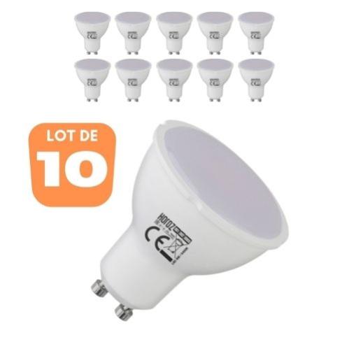 Lot de 10 ampoules LED spot 8W (Eq. 60W) GU10 3000K | Leroy Merlin