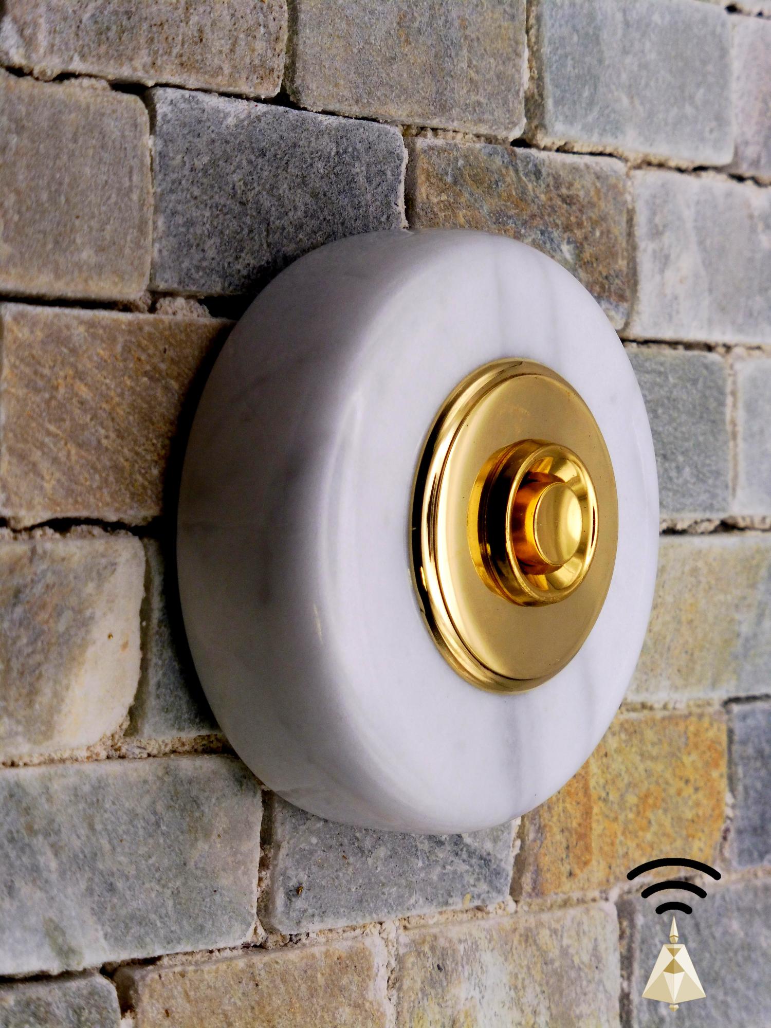 Sonnette Marbre Blanc Sans Fil Collerette Laiton | Leroy Merlin