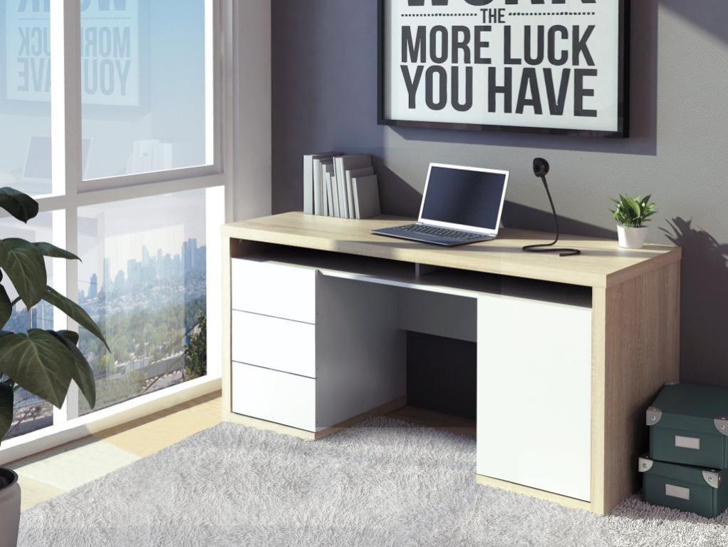 Bureau avec rangements - Blanc et naturel - IGOR III | Leroy Merlin