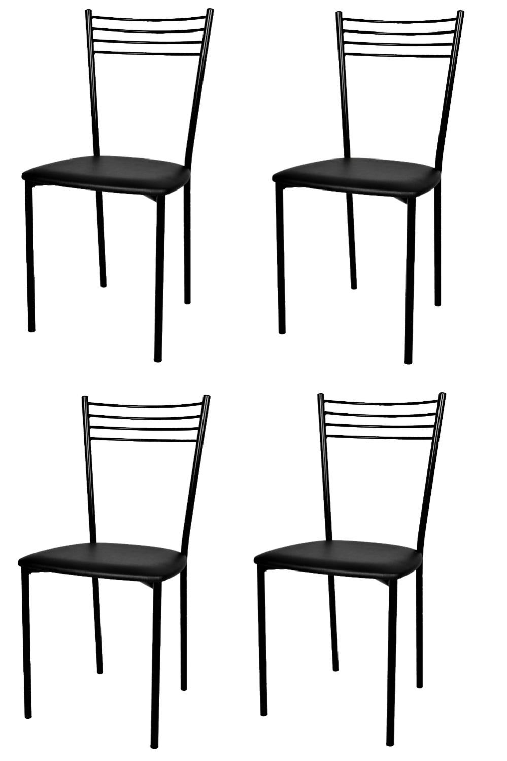 Tommychairs - Set 4 sedie Elena per cucina, struttura in acciaio verniciato nero, seduta ...