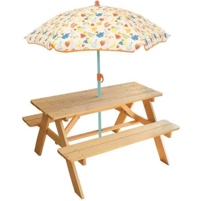 Fun House Fruty's Picnic Table in Pine H. 53 x L.95 X D.75 cm con ...
