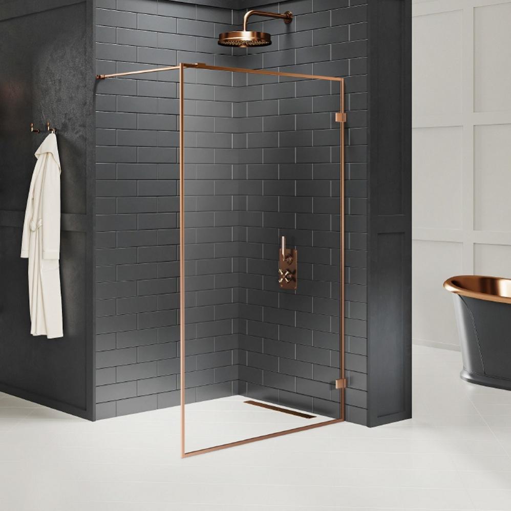 Parete doccia walk-in 120 cm rame spazzolato con telaio TAHITI COPPER ...