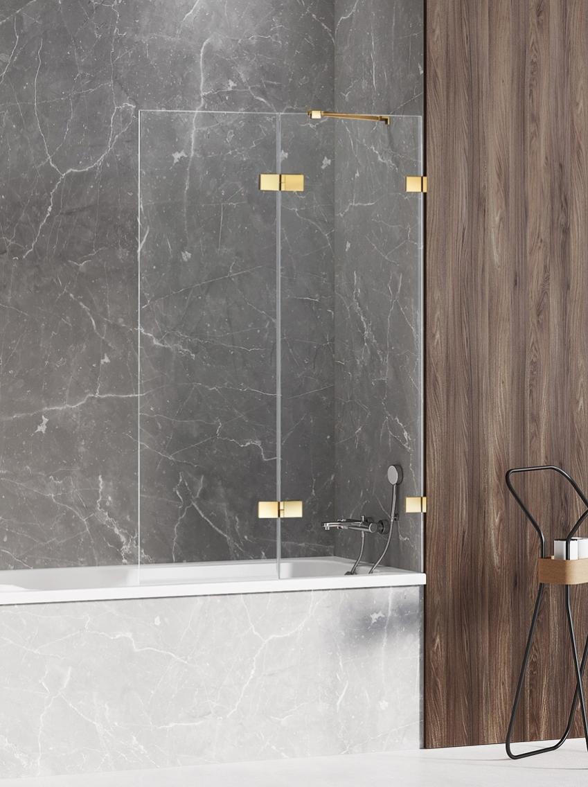 Pare-baignoire pivotant gauche, MIAMI GOLD,couleur: or, largeur: 120 cm ...